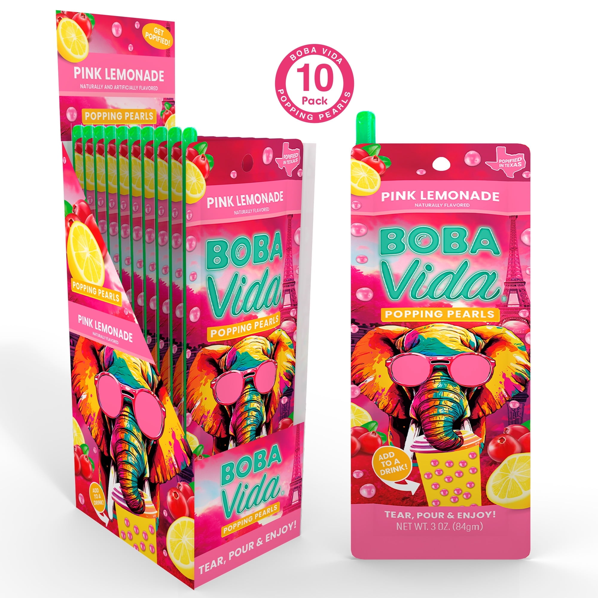 BobaVida Popping Boba Pearls, Pink Lemonade, 3 Oz, 10 Pack for Drinks ...