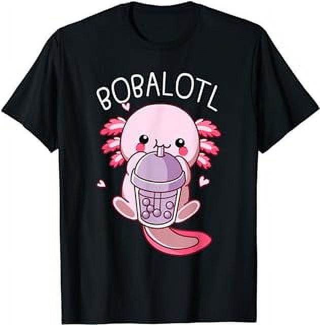 Bobalotl Cute Axolotl Drinking Boba Tea Bubble Tea Milk Tea T-Shirt ...