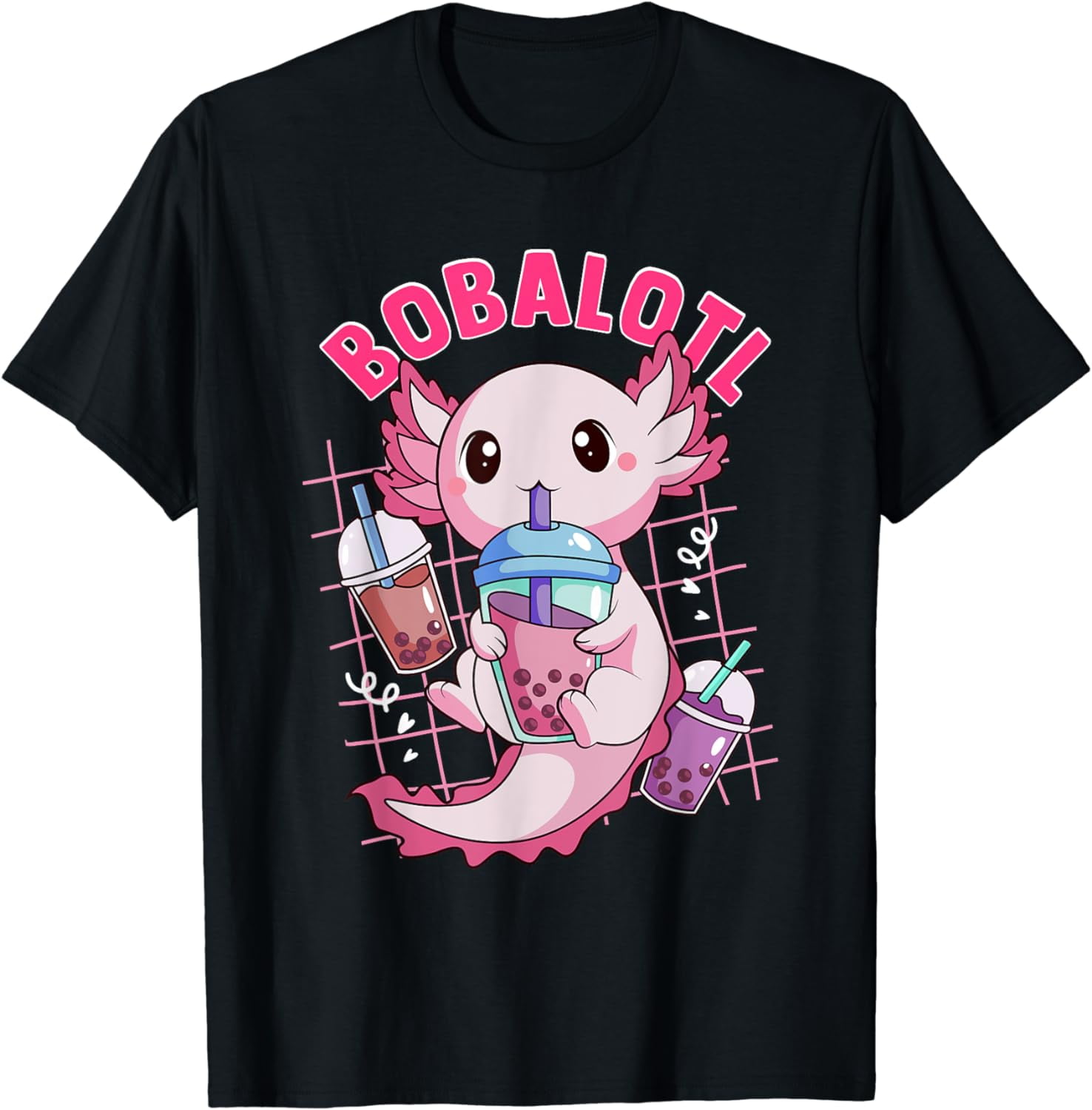 Bobalotl Kawaii Axolotl Drinking Boba Tea Pet Axolotl Lover mens T ...