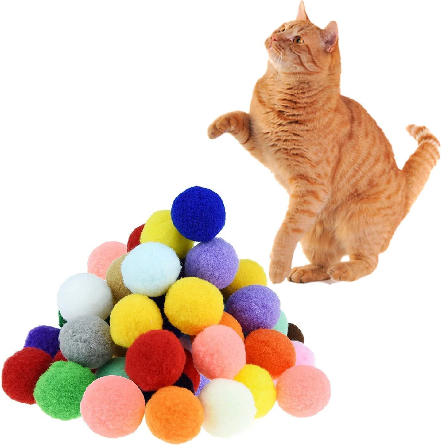 Bobasndm Soft Pom Pom Balls for Cats - 10/20/30pcs, Lightweight ...