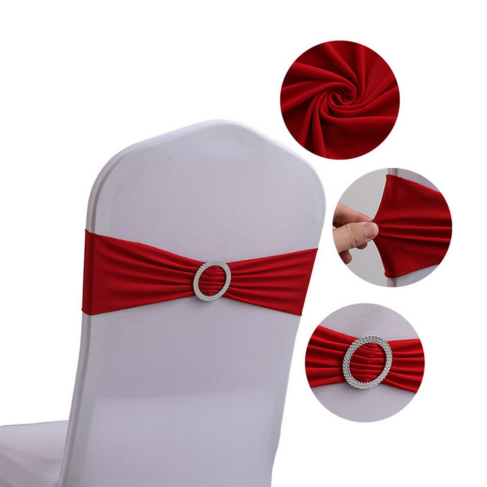 Bobasndm 10PCS Stretch Chair Sashes Bows Chair Bands with Buckle for ...