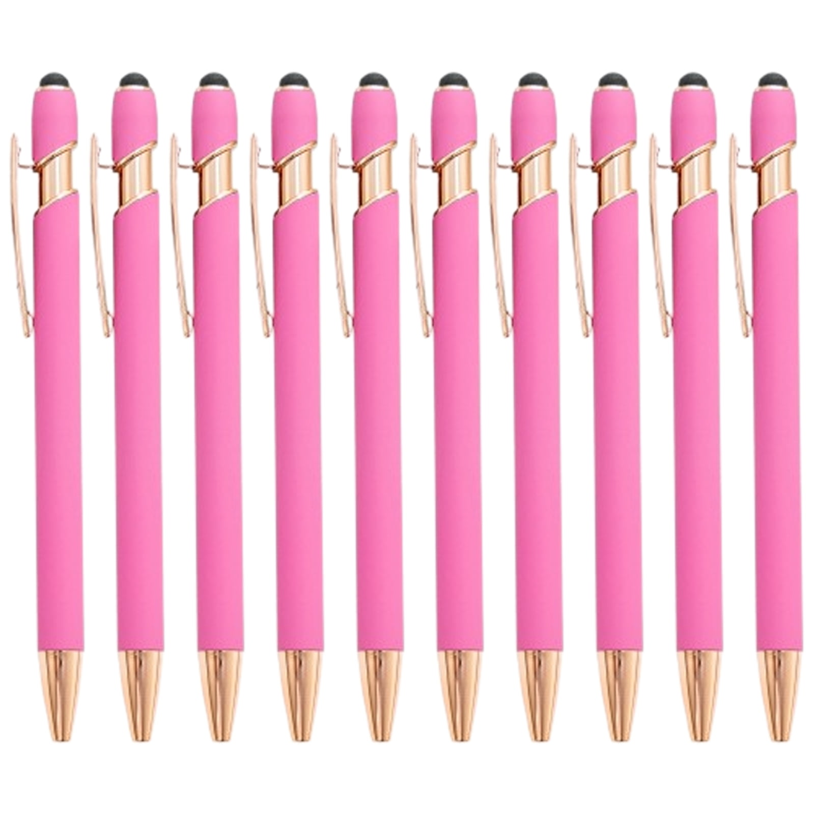 Bobasndm 12 Pack Rose Gold Ballpoint Pen with Stylus Tip, 1.0 mm Black ...
