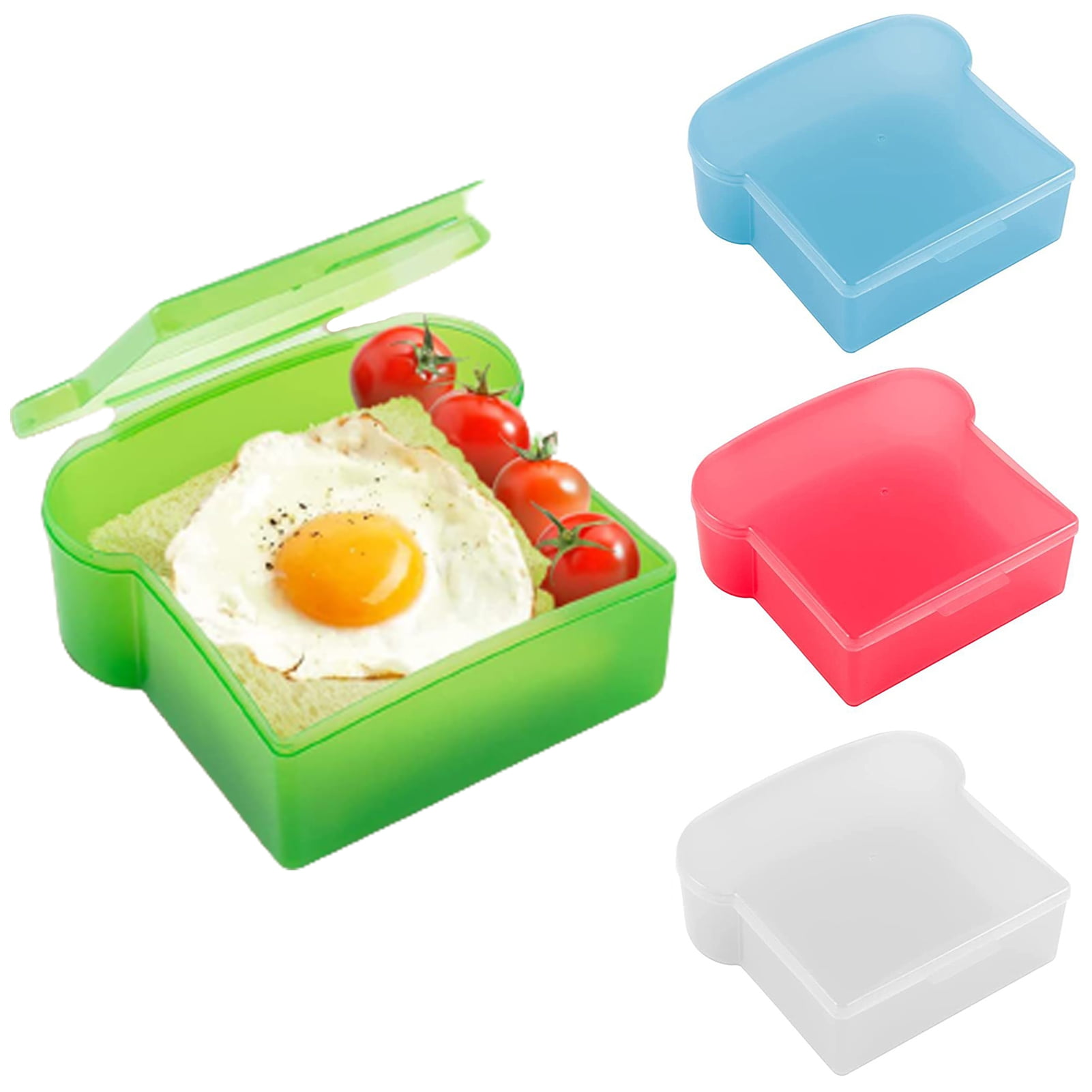 Bobasndm 20 Oz Reusable Plastic Toast Shape Sandwich Box, Microwaveable ...