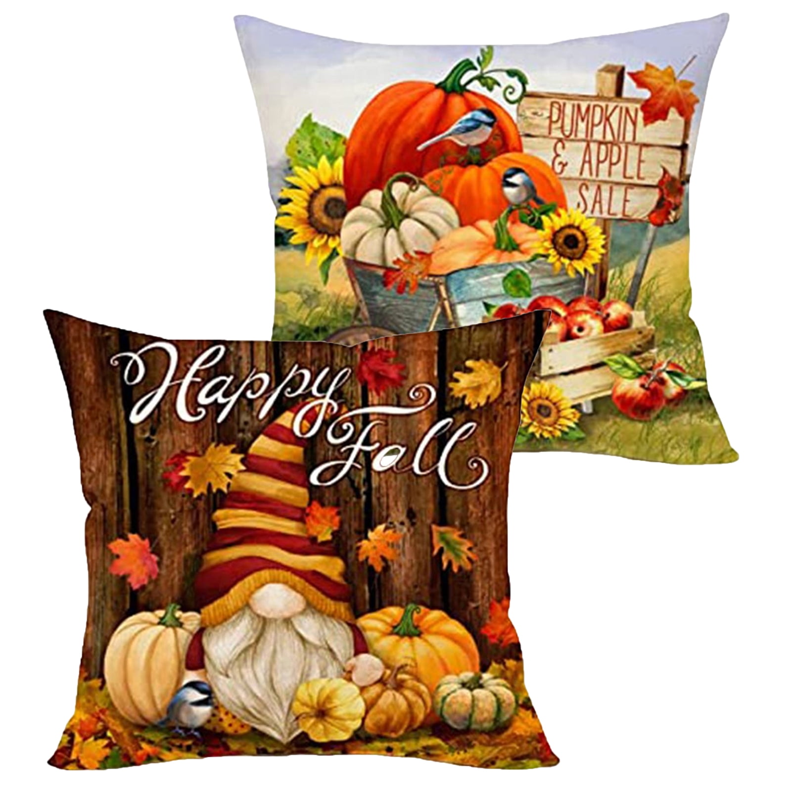 Bobasndm 2Pcs Fall Decorative Pillow Covers 18"x18" Farmhouse Decor ...