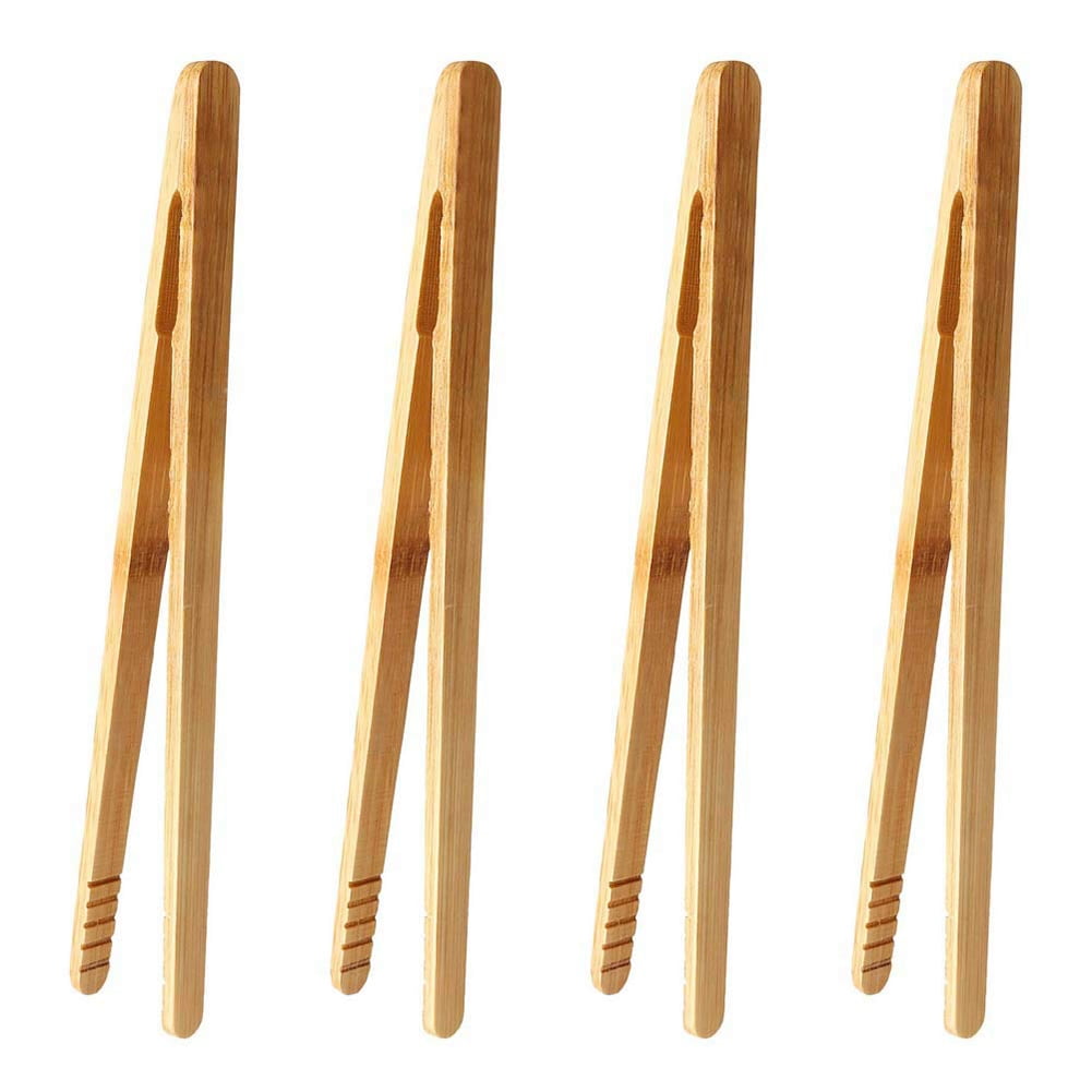 Bobasndm 4Pcs Reusable Classic Bamboo Toast Tongs - Wooden Kitchen ...