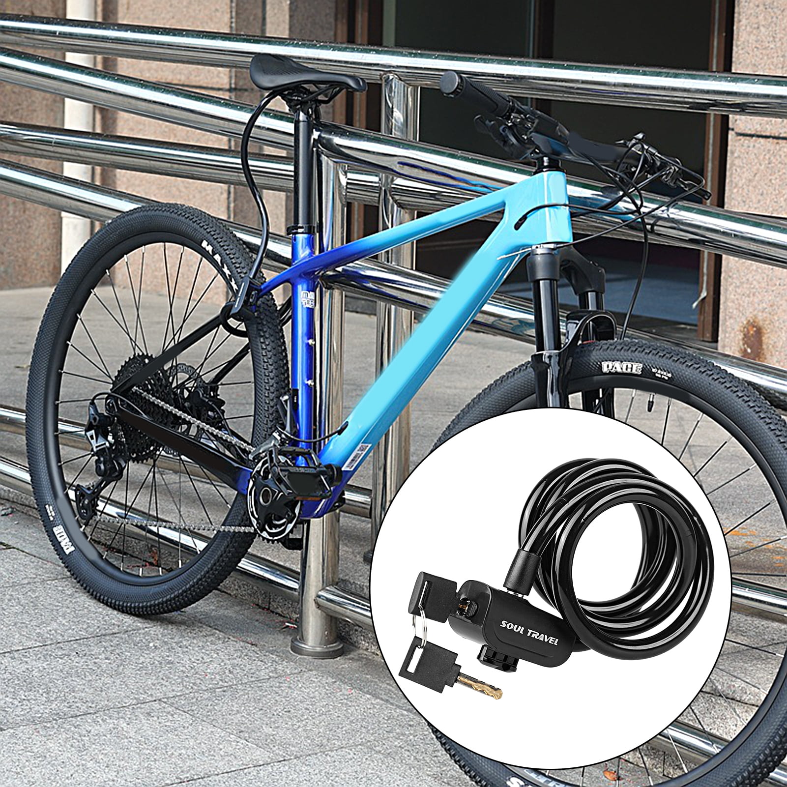 Bobasndm Bike Cable Lock 2 Keys Password Coiled Secure Anti-Theft ...