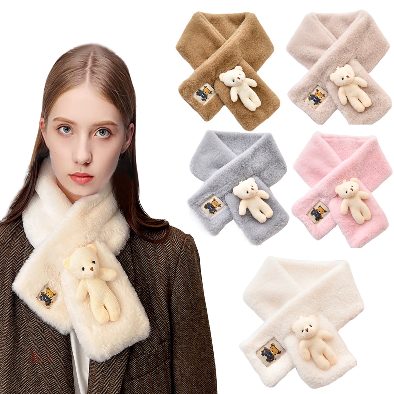 Bobasndm Cross Scarf Plush Cartoon Bear Doll Animal Label Soft Fuzzy ...