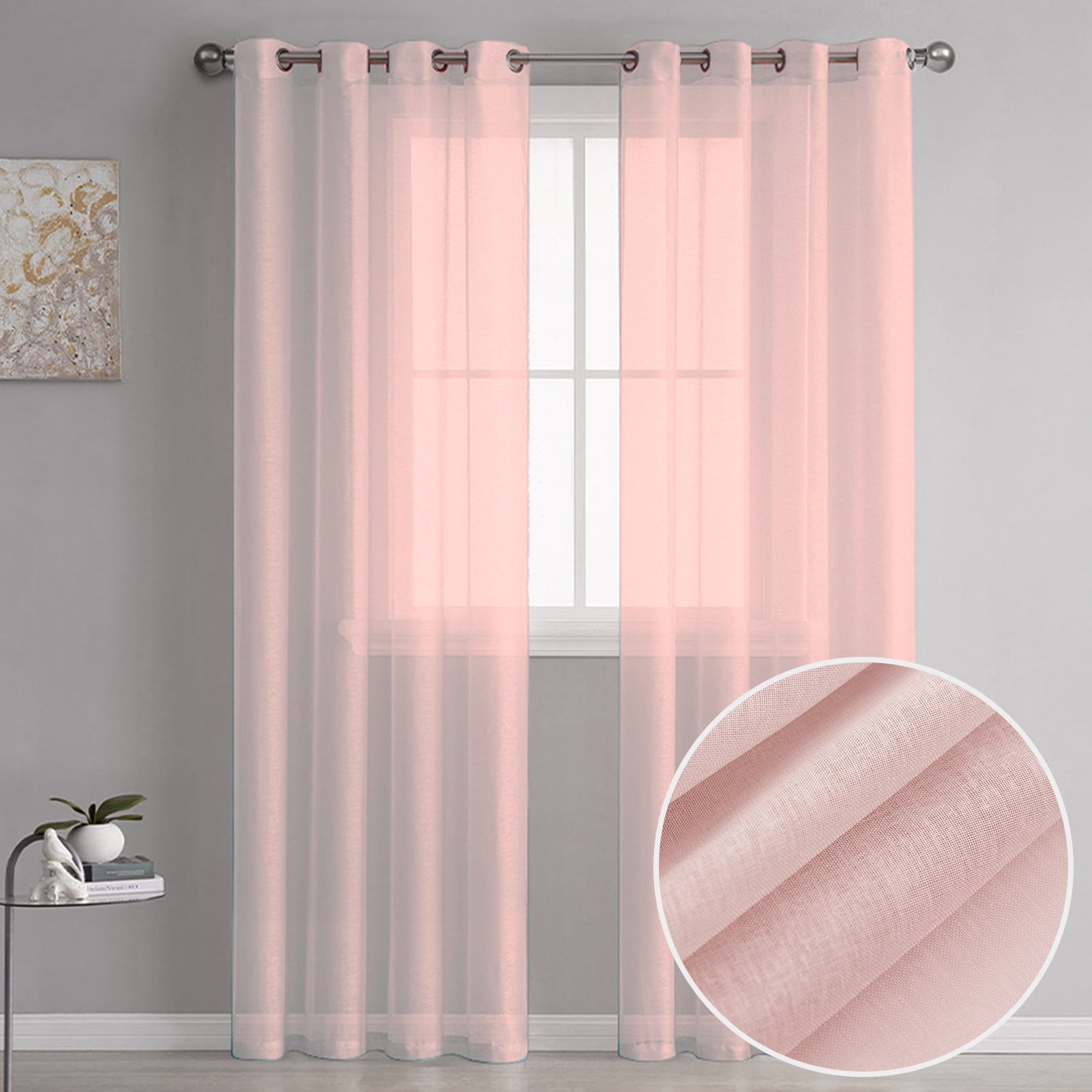 Bobasndm Curtains Panels 98 Inch Length for Back Tab Semi Sheer, Linen ...
