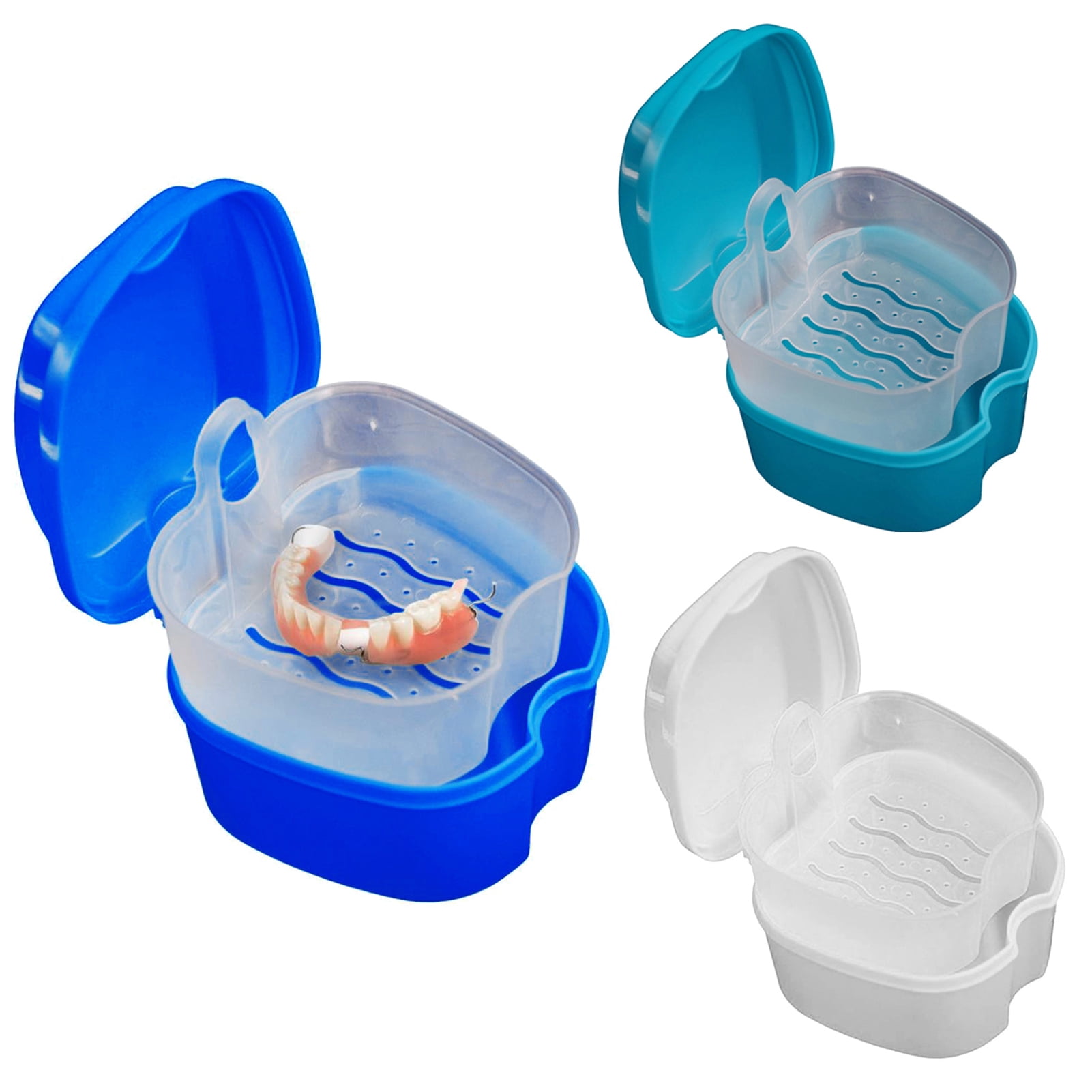 Bobasndm Dental False Teeth Case, Denture Bath Box with Cup Holder ...