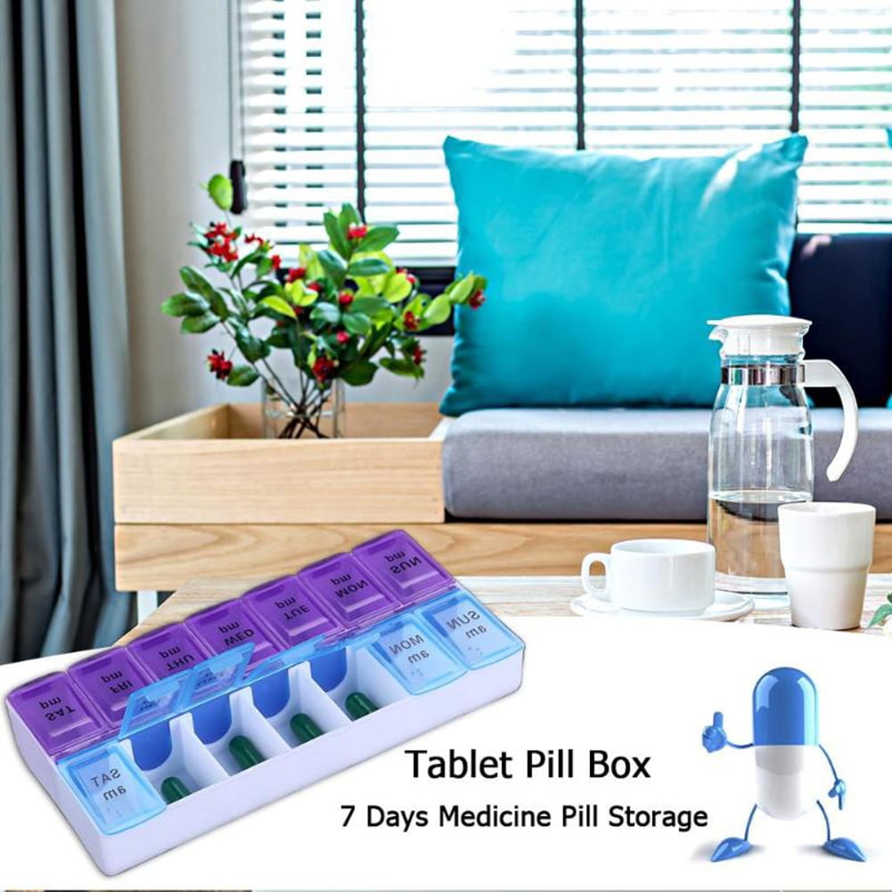 Bobasndm Easy Open Pill Organizer 2 Times a Day,Large 7 Day Pill Box ...