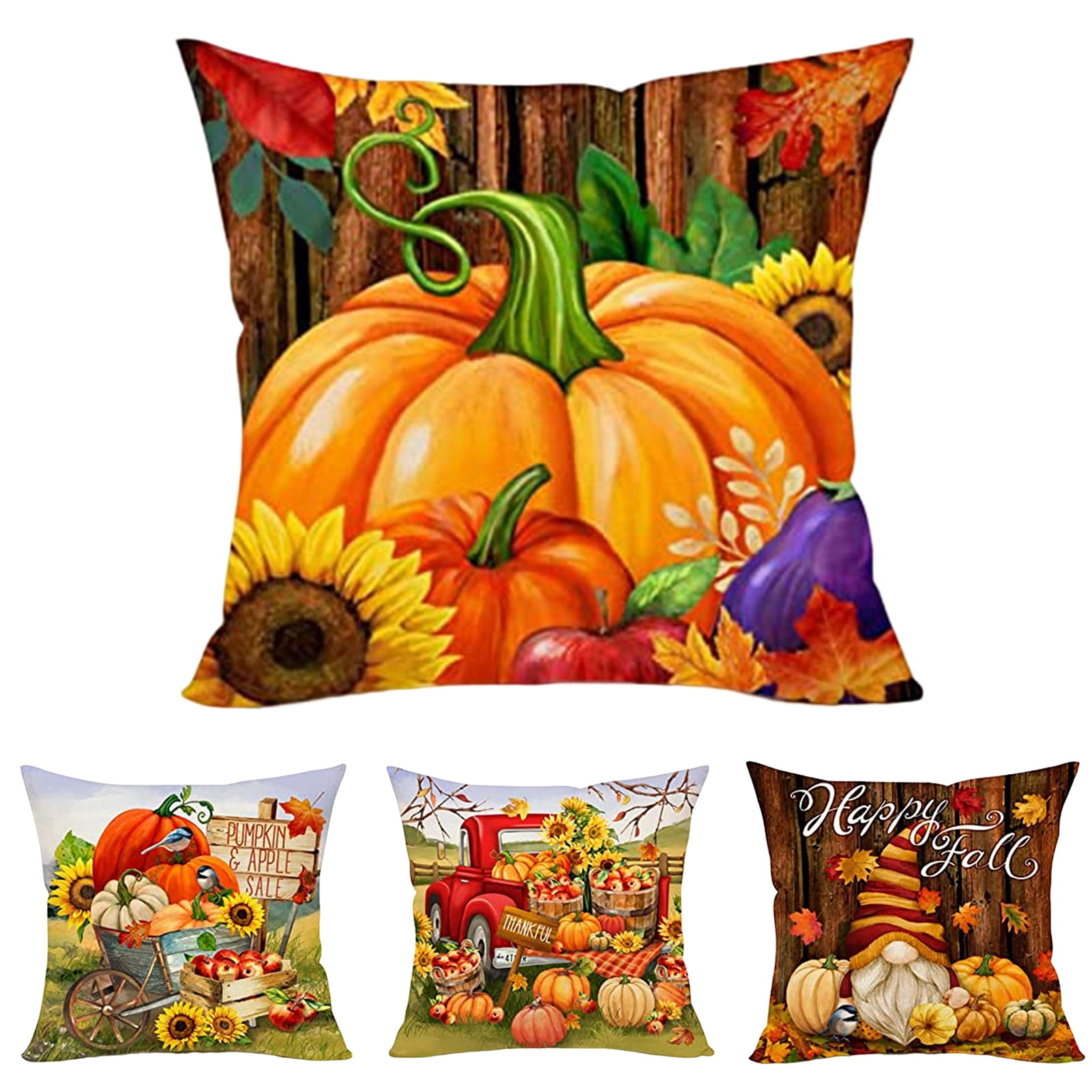 Bobasndm Fall Decorative Pillow Covers 18"x18" Farmhouse Decor Pumpkin ...