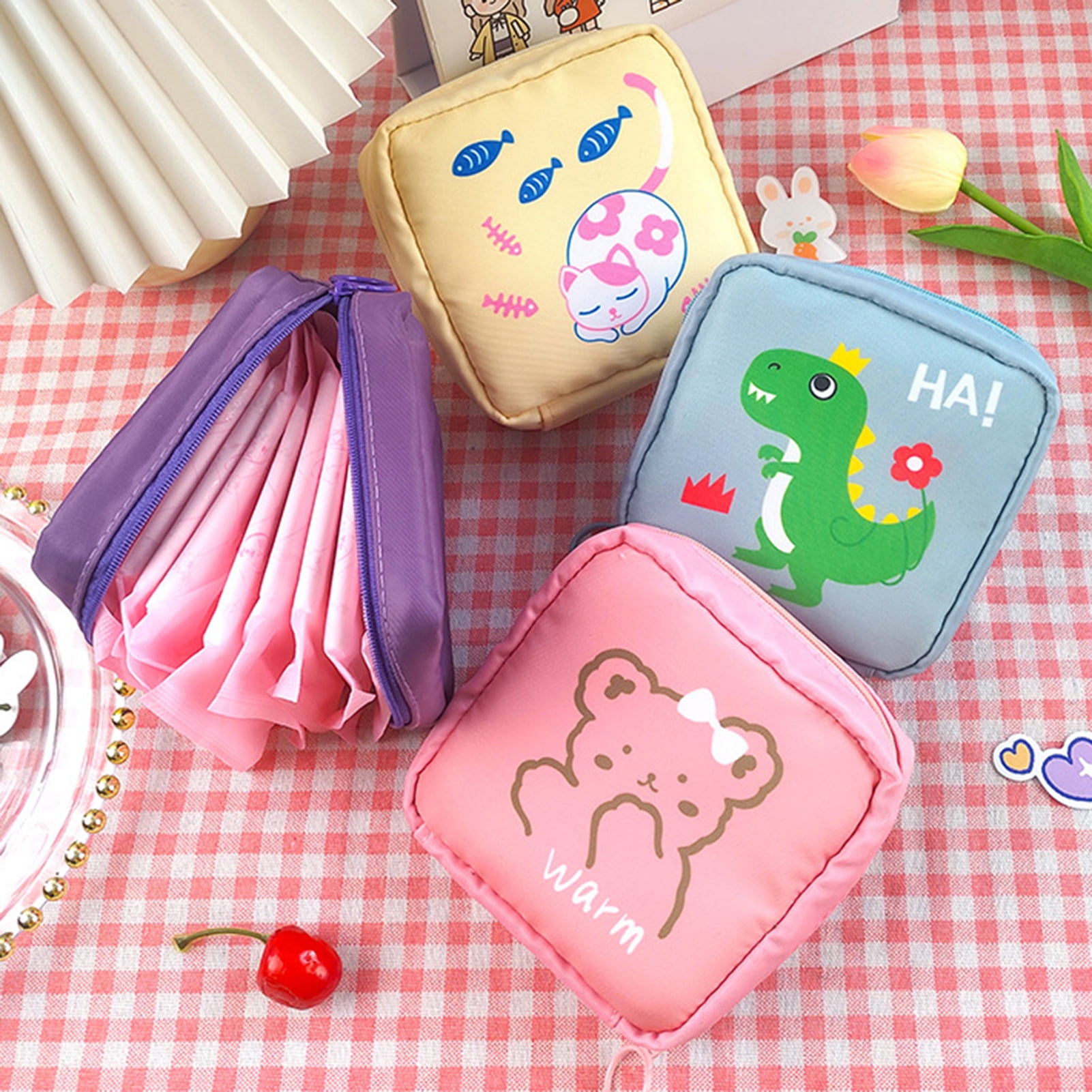 Bobasndm Flannel Sanitary Napkin Storage Bags Period Kit Menstrual Cup ...