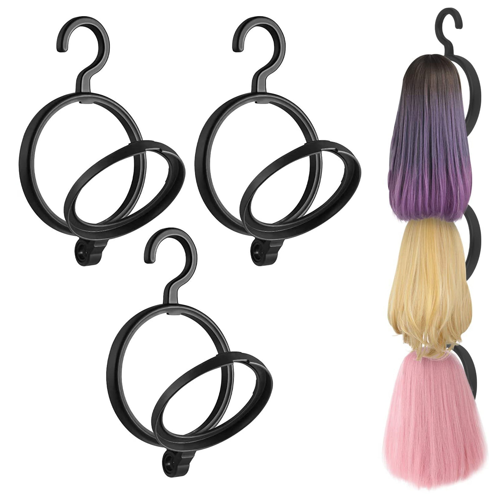Bobasndm Hanging Wig Stand, Wig Hanger for Multiple Wigs for Display ...