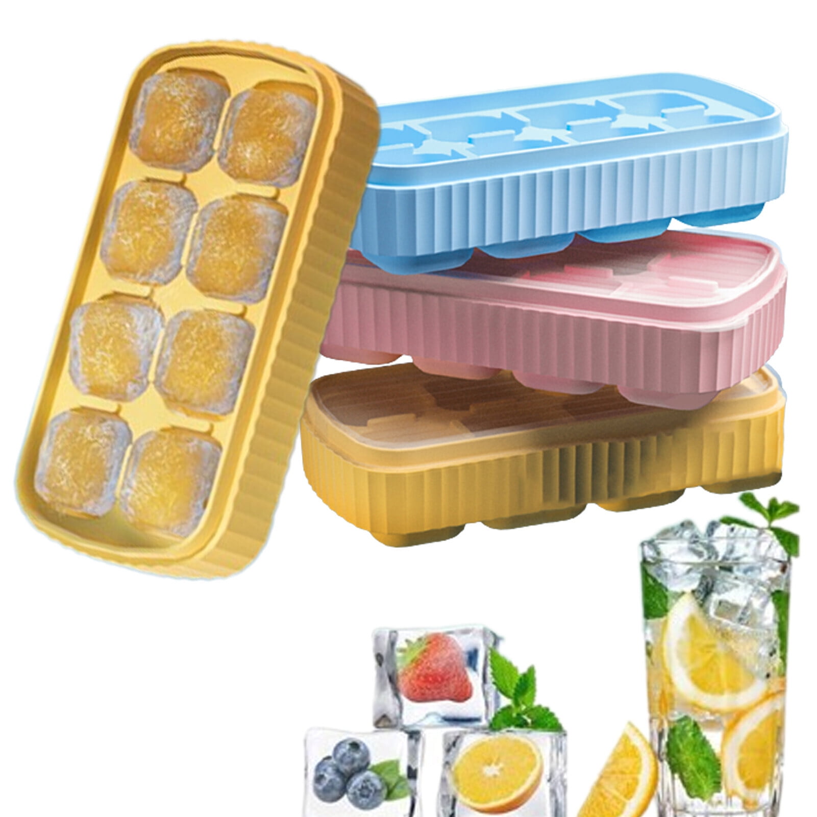 Bobasndm Ice Cube Trays for Cocktails,Silicone Big Ice Cube Mold with ...