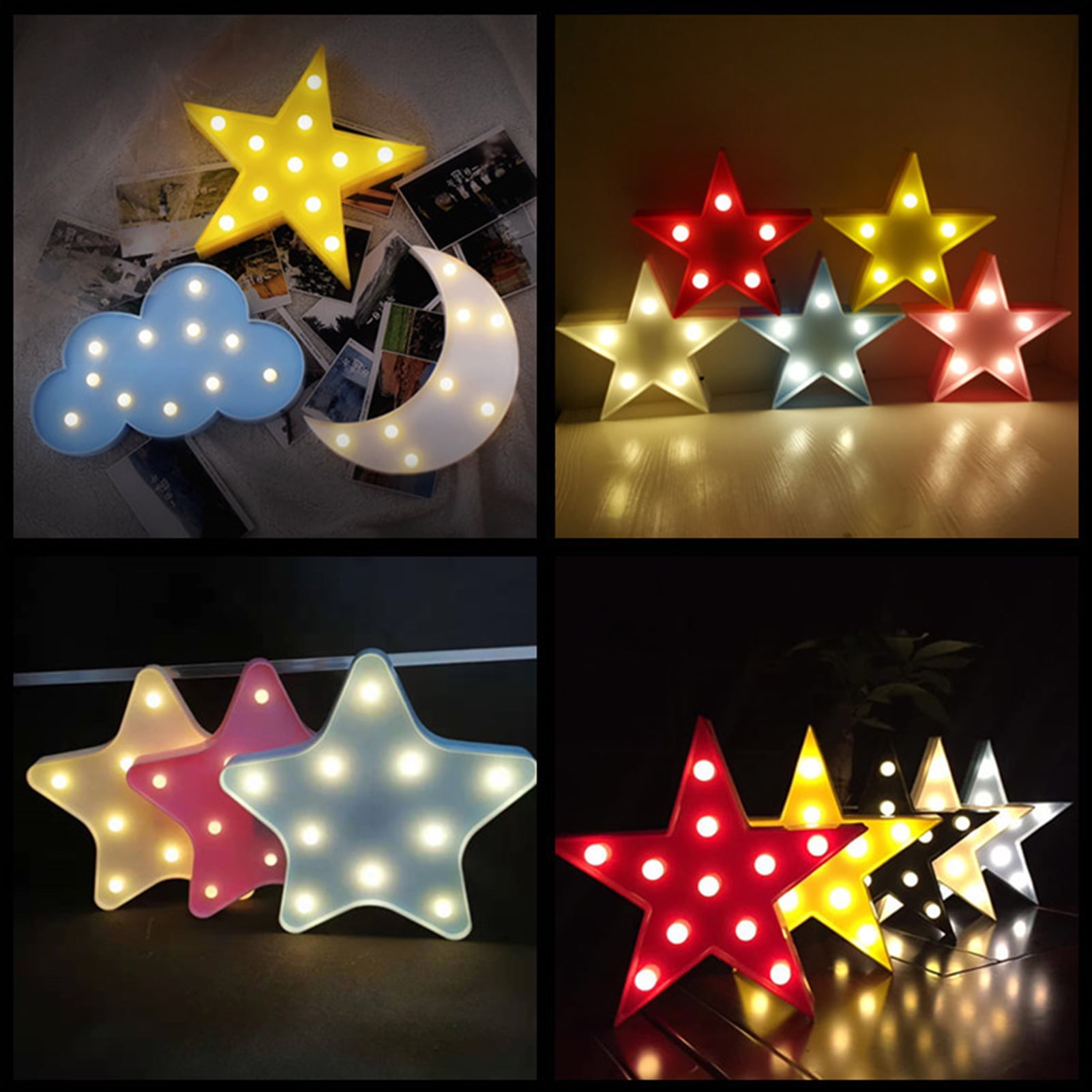 Bobasndm LED Star Lights, Glitter Star Marquee Lights Battery Powered ...