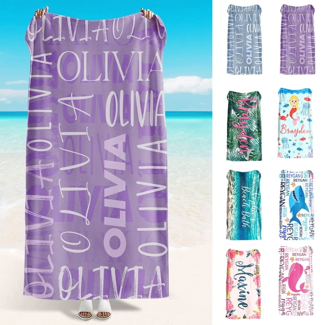 Bobasndm Personalized Beach Towels for Kids Adults, Personalized Gifts ...