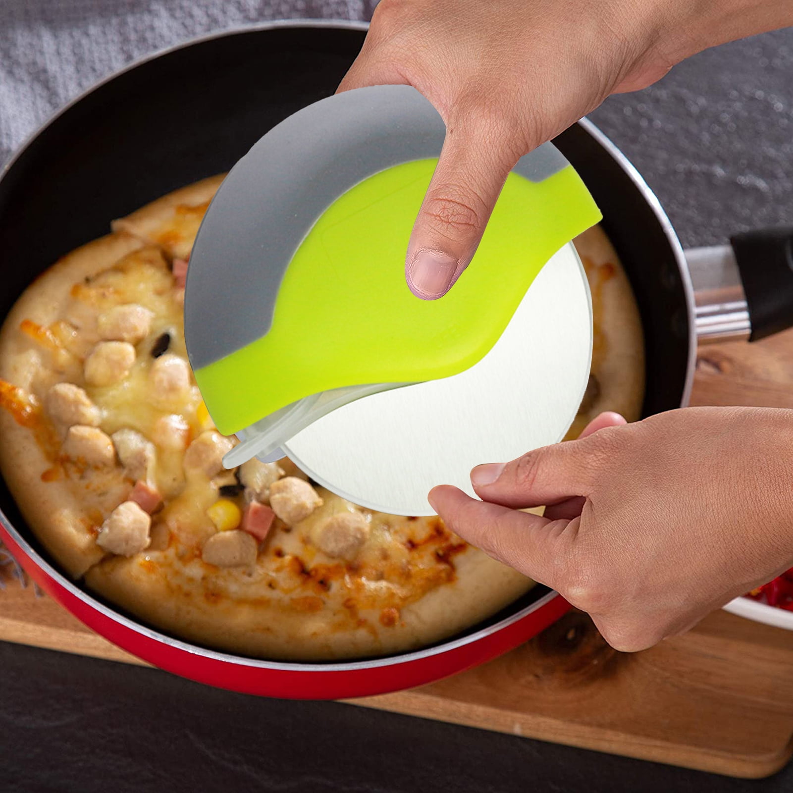 Bobasndm Pizza Cutter Wheel - Pizza Slicer with Protective Blade Guard ...