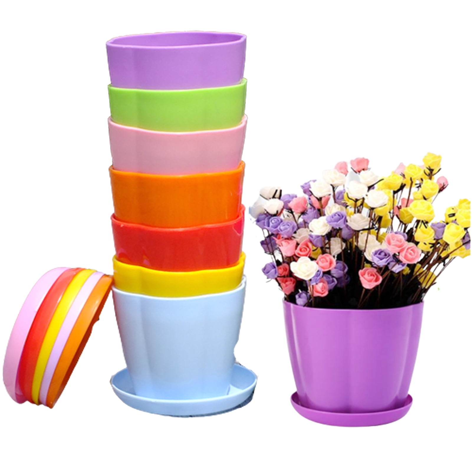 Bobasndm Plastic Plant Pots, Small Modern Decorative Plant Pots with ...