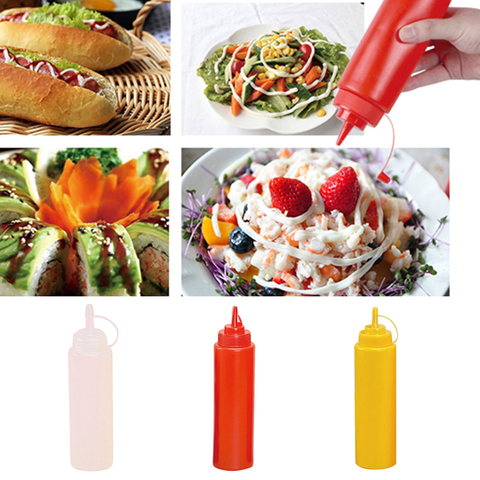 Bobasndm Squeeze Bottles with Cap-Wide Mouth,Leak Proof Refillable ...