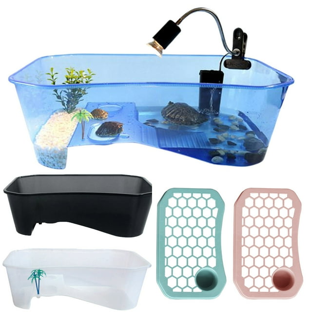 Bobasndm Plastic Turtle Tank with Lid and Basking Platform, Aquarium ...