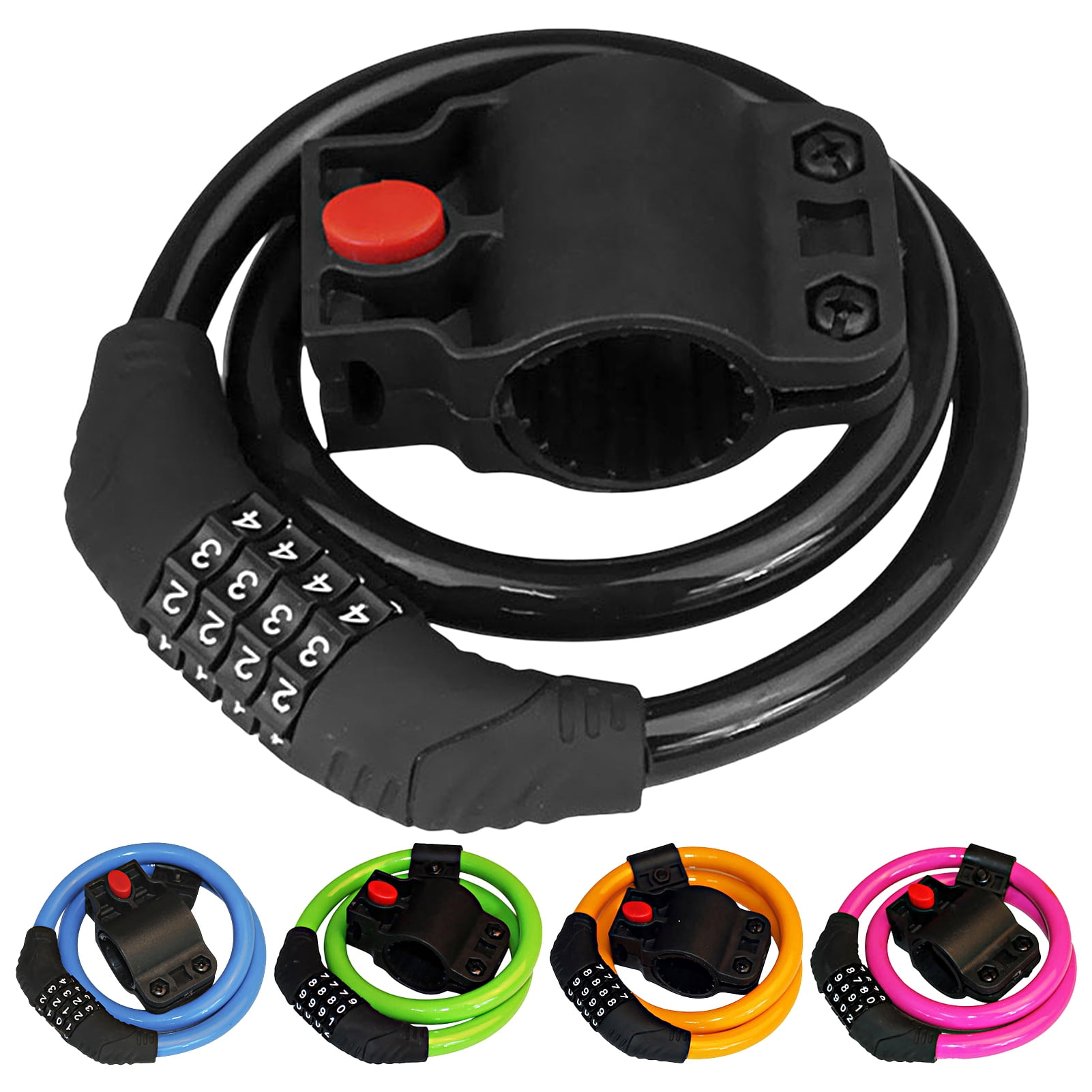 Bobasndm Universal Bicycle Lock High Safety Performance Mountain Bike Password Lock Four-digit ...