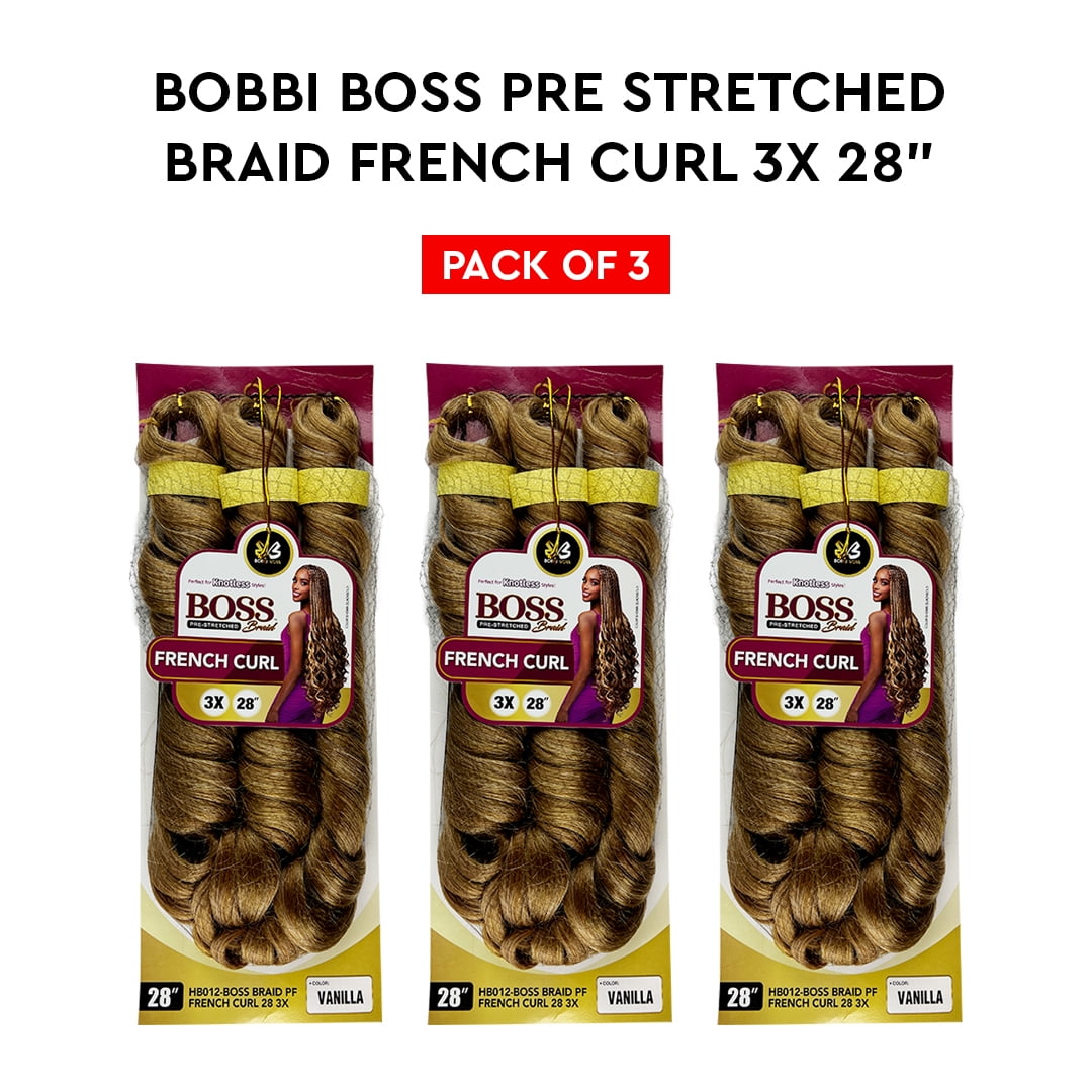Bobbi Boss Jumbo Braid Pre-Stretched French Curl 3x 28" ( 1 Jet Black ...
