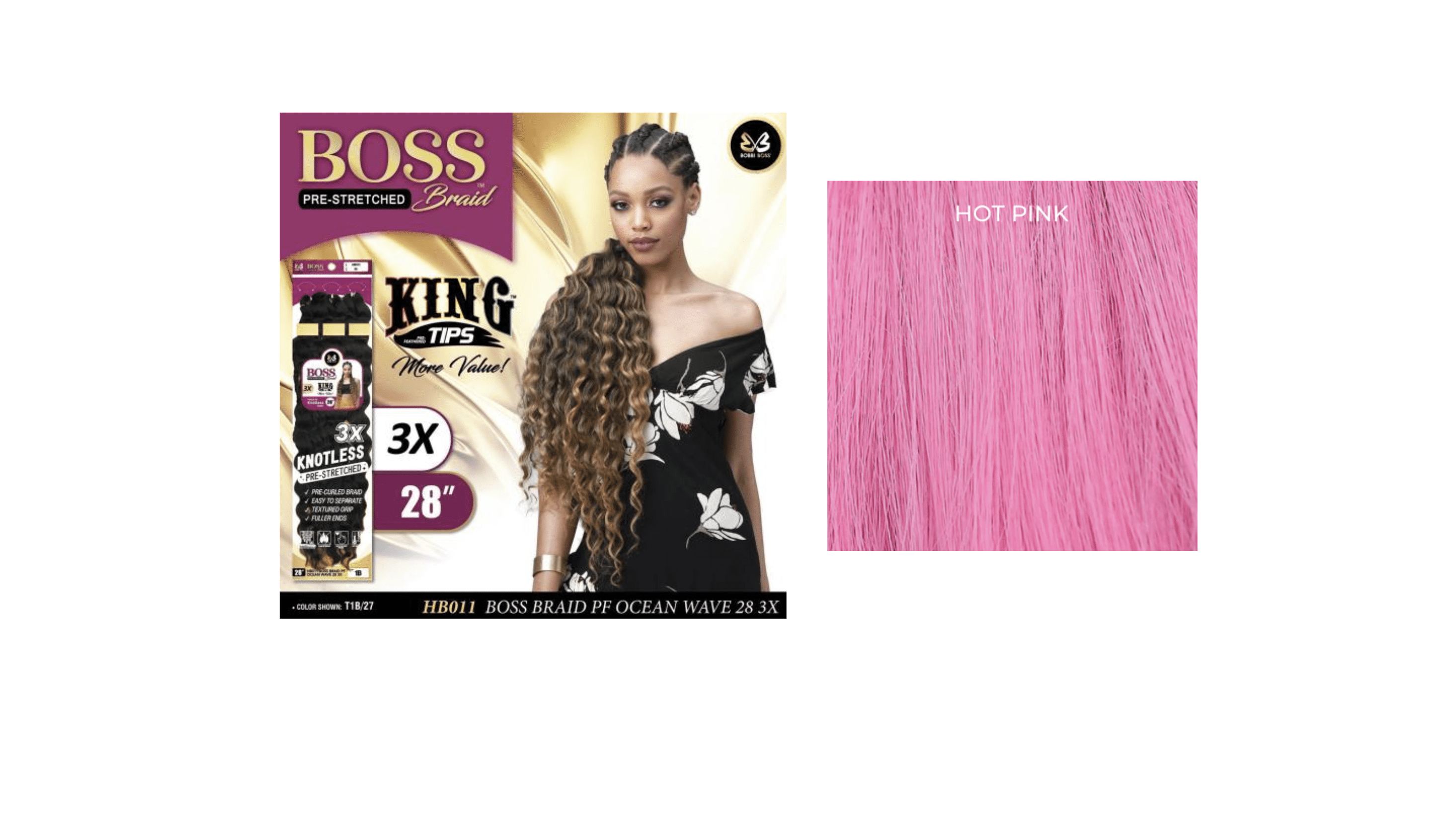 Bobbi Boss King Tips Ocean Wave 28" 3x (Color #HotPink) - Walmart.com