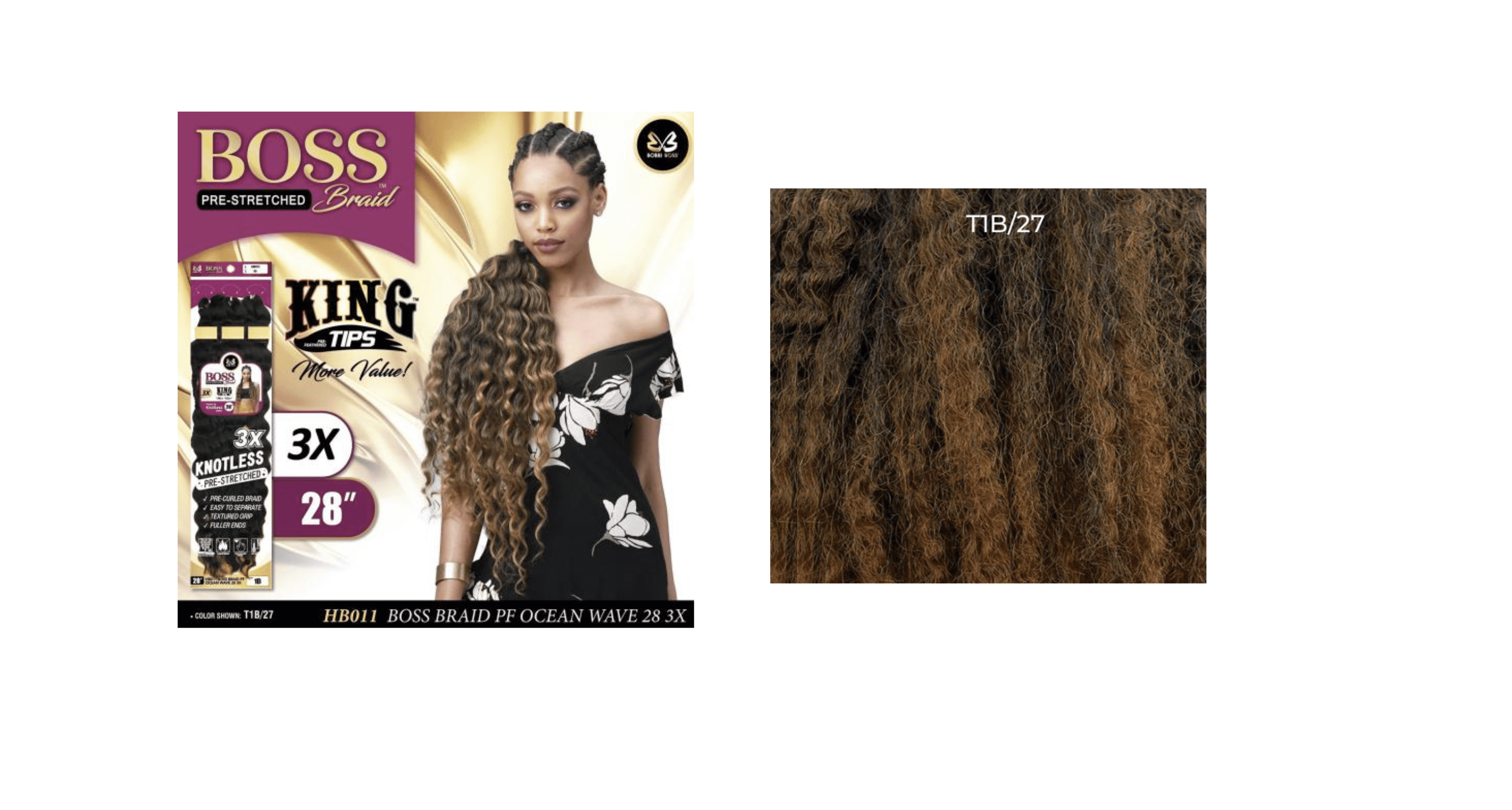 Bobbi Boss King Tips Ocean Wave 28" 3x (Color #T1B/27) - Walmart.com