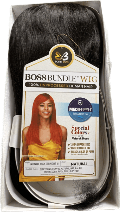 Bobbi Boss MH1289 Yaki Straight 18 100 Unprocessed Human Hair Wig Natural Walmart