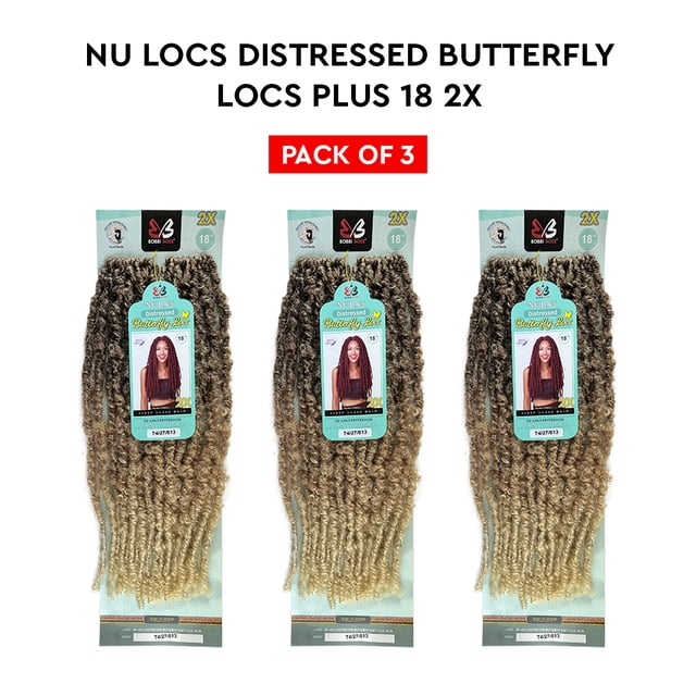 Bobbi Boss Nu Locs 2x Butterfly Locs Plus 18” ( 1B Off Black ) 3 Pack ...