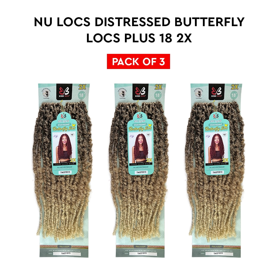 Bobbi Boss Nu Locs 2x Butterfly Locs Plus 18” ( 4 Medium Brown ) 3 Pack ...