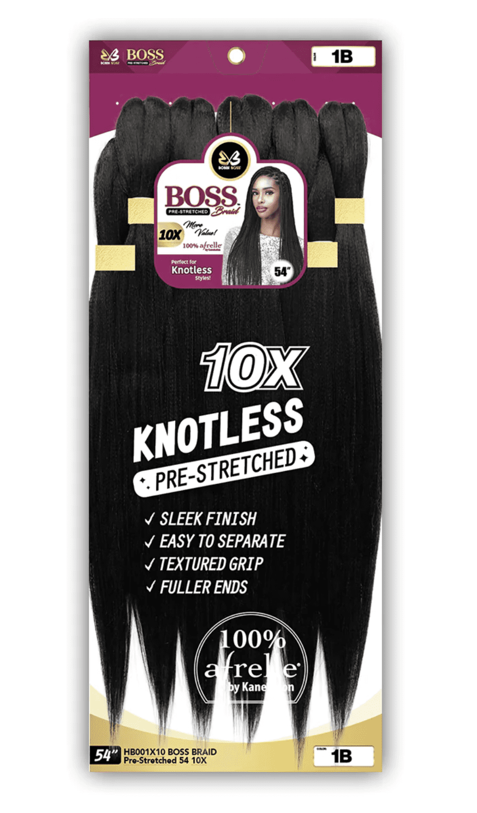 Bobbi Boss Synthetic Prestreched Boss Braid 10x (#1B) - Walmart.com
