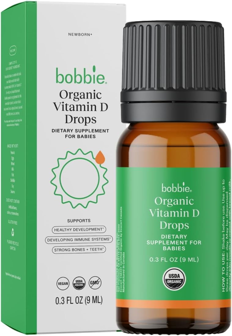 Bobbie Organic Infant Vitamin D Drops, Daily Dietary Supplement for ...