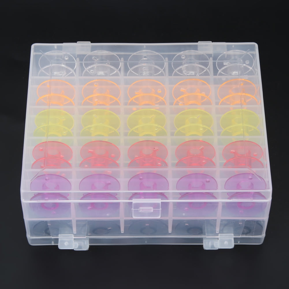 Bobbins with Bobbin Box,50PCS Double-Deck Plastic Boxed Color ...