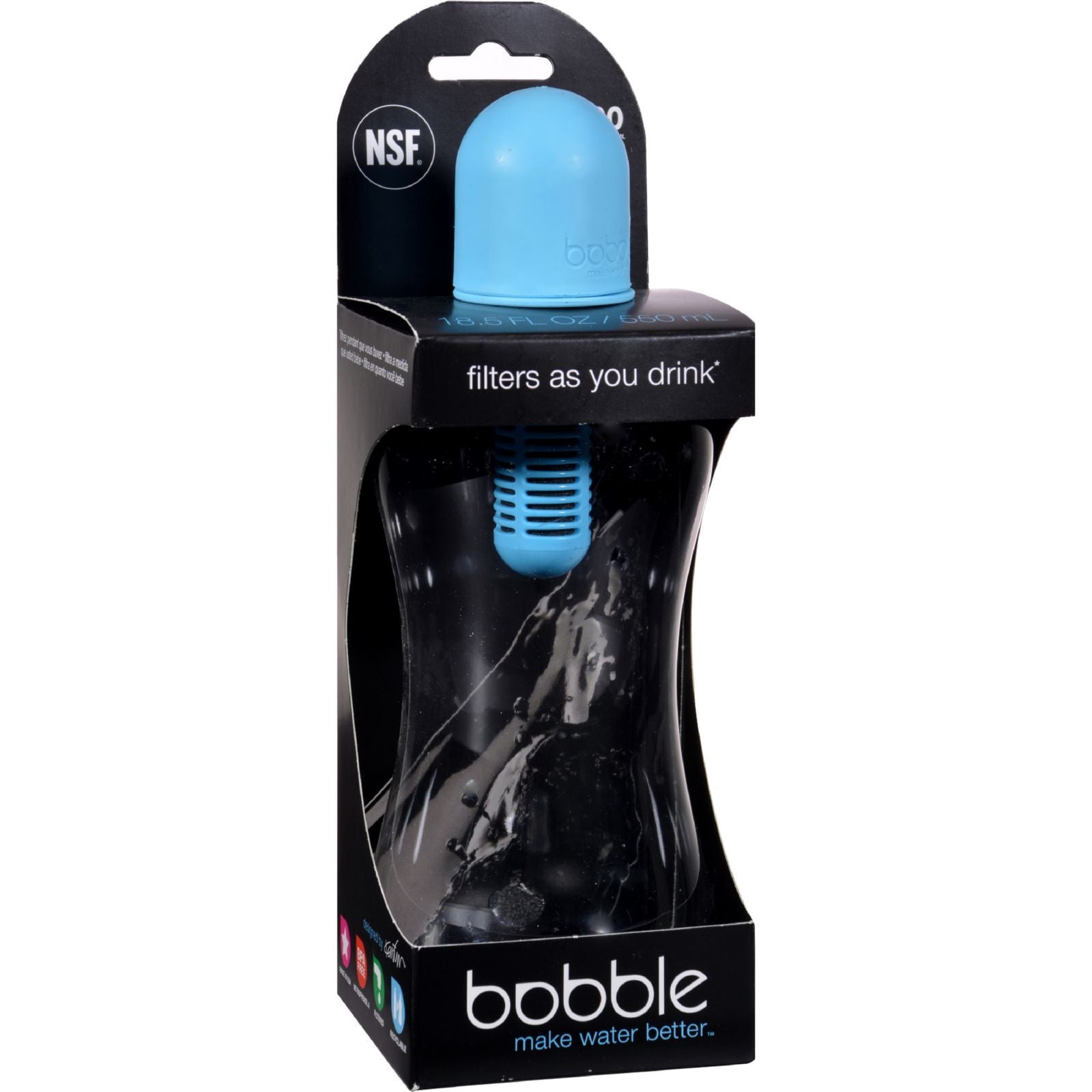 Bobble Water Bottle - With Carry Tether Cap - Medium - Blue - 18.5 oz ...