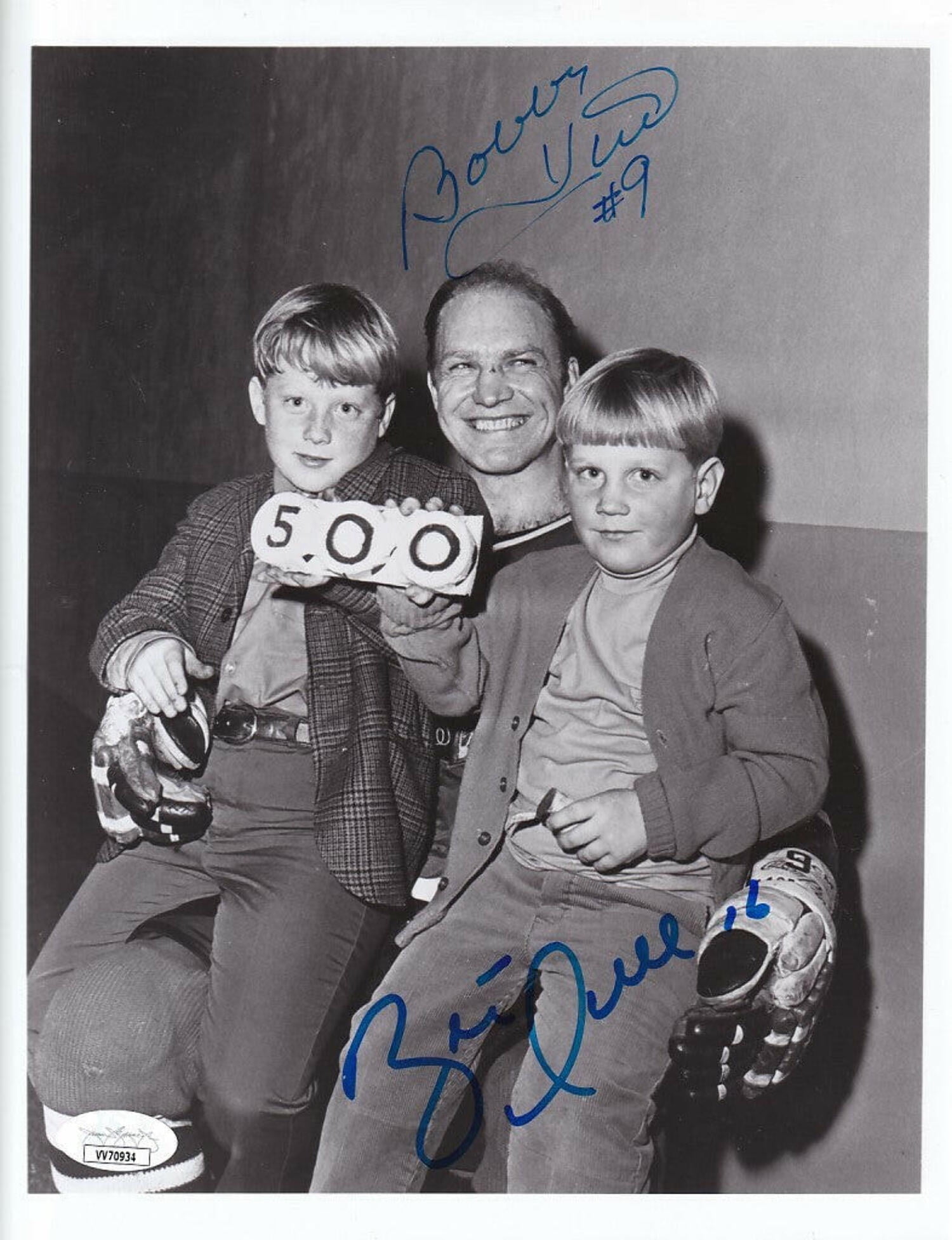 Bobby Hull and Brett Hull autographed Goal #500 8x10 photo JSA ...