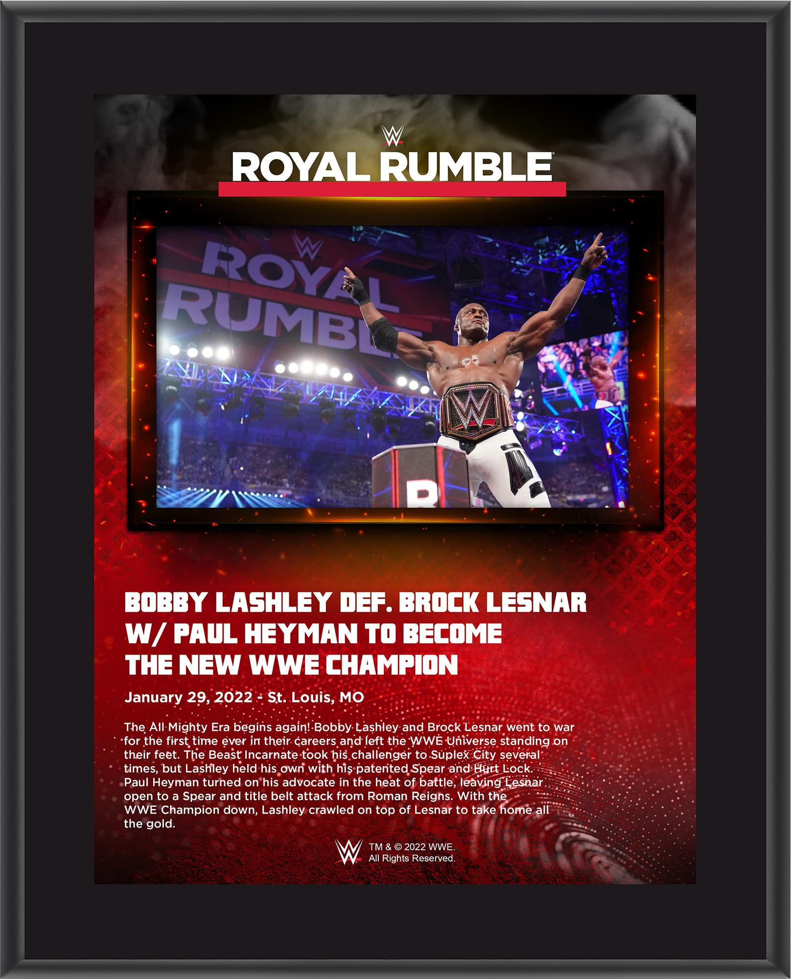 Bobby Lashley WWE 10.5" x 13" 2022 Royal Rumble Sublimated Plaque ...