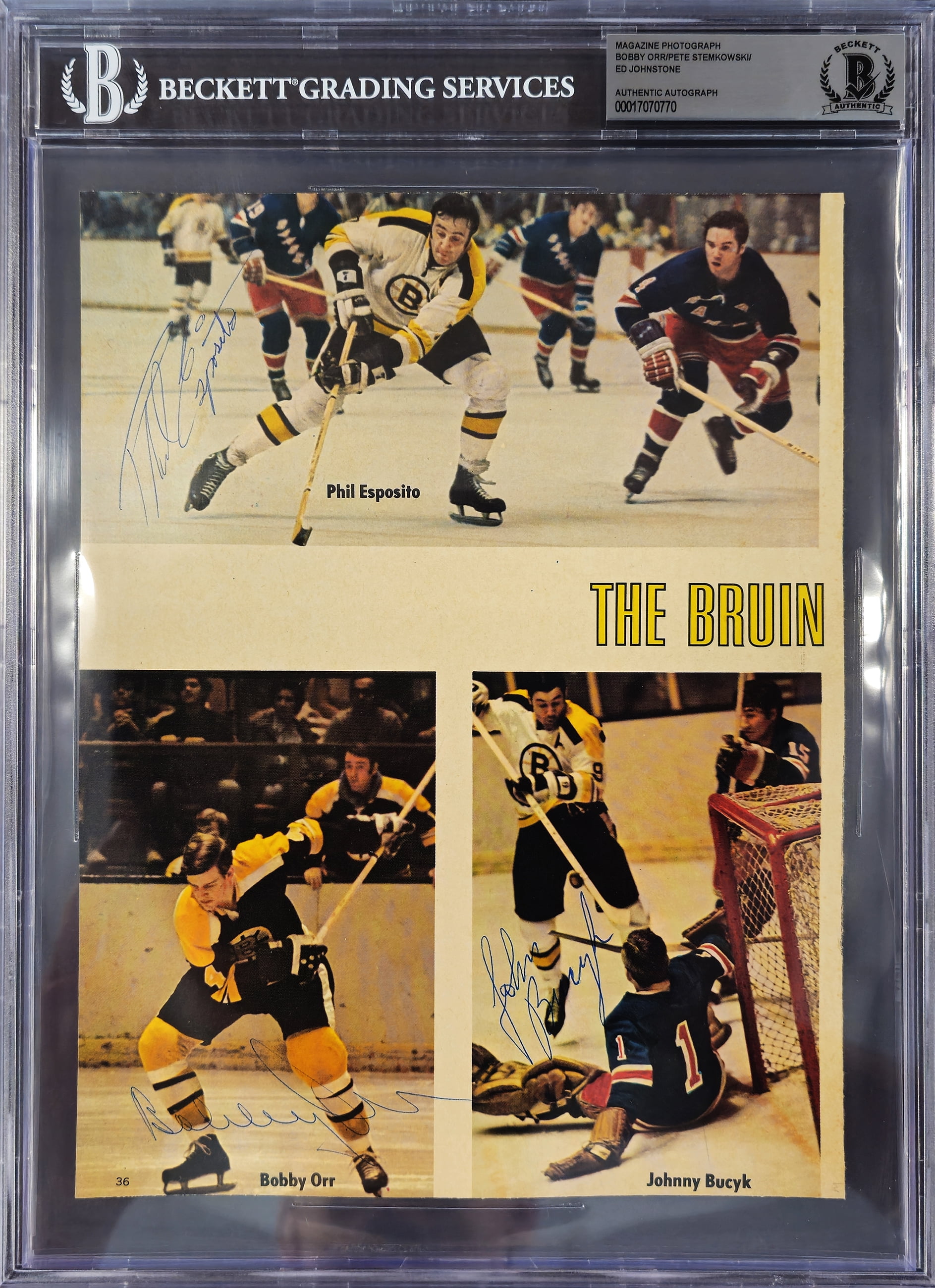 Bobby Orr, Phil Esposito & Johnny Bucyk Autographed 8x10 Magazine Page ...