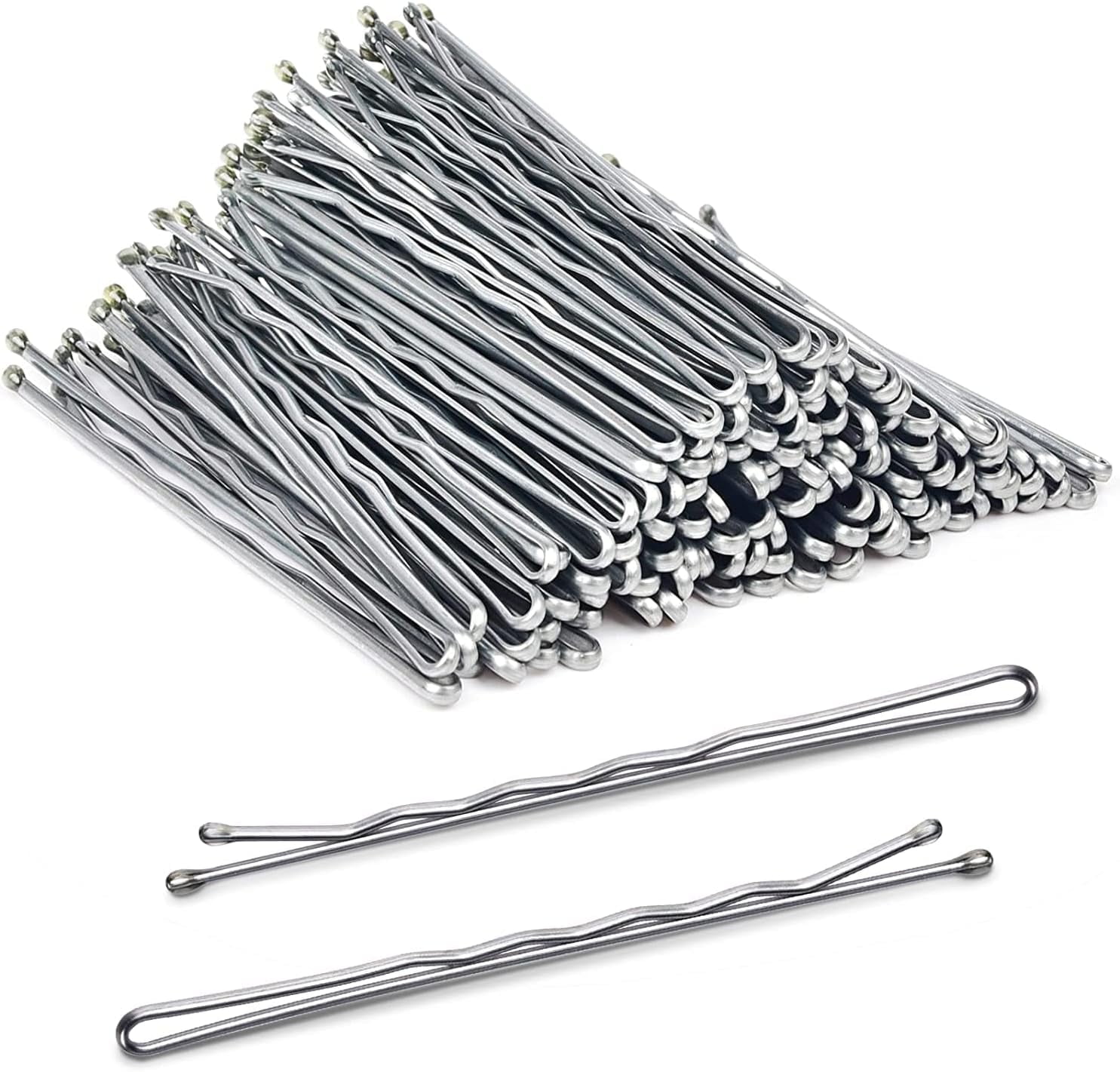 Bobby Pins 150 Pcs, 5.5cm Long Silver Hair Grips with Storage Box, Kirby Grips for Women ...