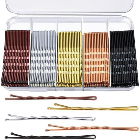 Bobby Pins - 2.36 Inch, 250 Count, 5 Colors: Brown, Blonde, Black for ...
