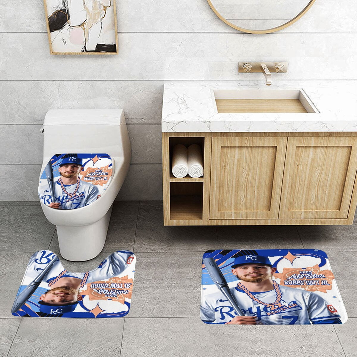 Bobby Witt Jr. floor mat and toilet set is durable,and adds a nostalgic ...