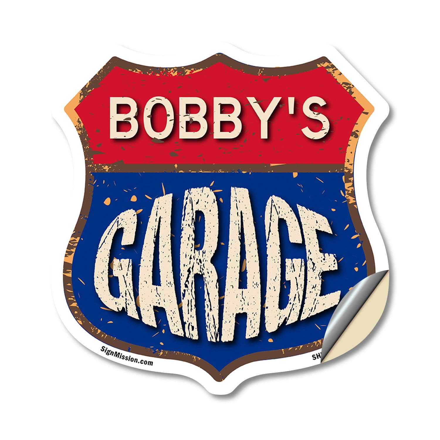 Bobby's Garage 12 inch X 12 inch Shield Shaped Heavy Duty 3.2 mil Vinyl ...