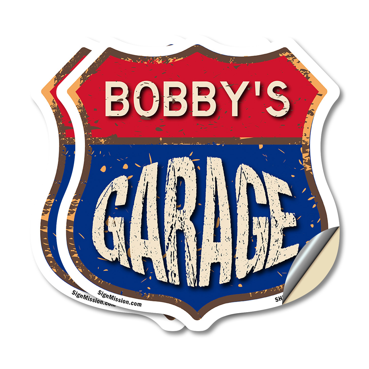 Bobby's Garage (2 Pack) 12 inch X 12 inch Shield Shaped Heavy Duty 3.2 ...