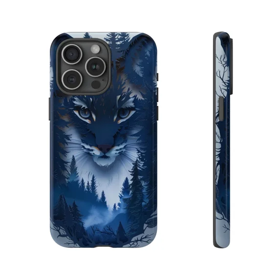 Bobcat Cat Silhouette Wildlife Phone Case for iPhone 17 to 11 Pro Max ...