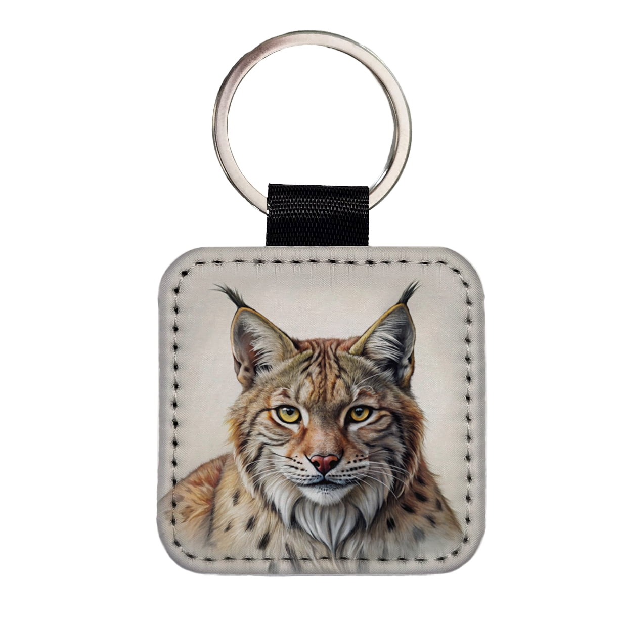 Bobcat Face Illustration Faux Leather Square Keychain - Walmart.com