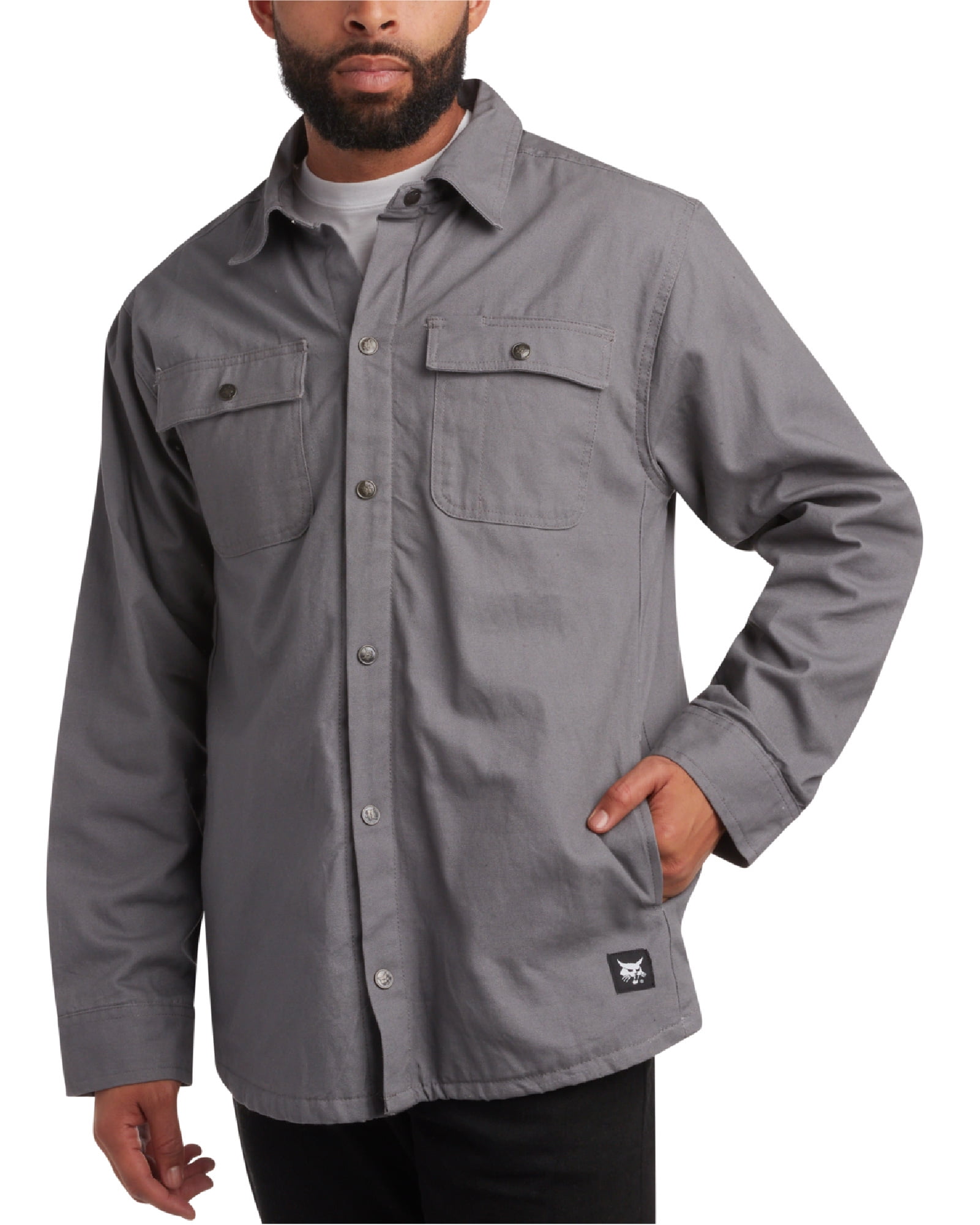 Bobcat Men's Canvas Work Shirt - Durable Micro Polar Flannel Lined Long ...
