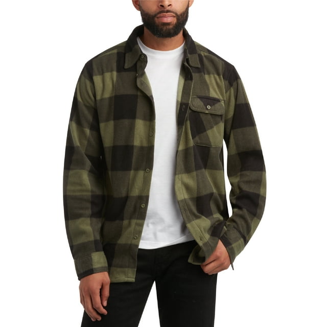 Bobcat Men's Flannel Shirt - Micro Polar Woven Long Sleeve Button Down ...