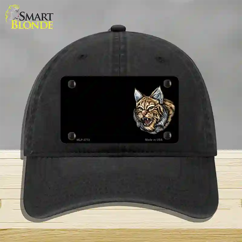 Bobcat Offset Novelty License Plate Hat Unconstructed Cotton Black ...