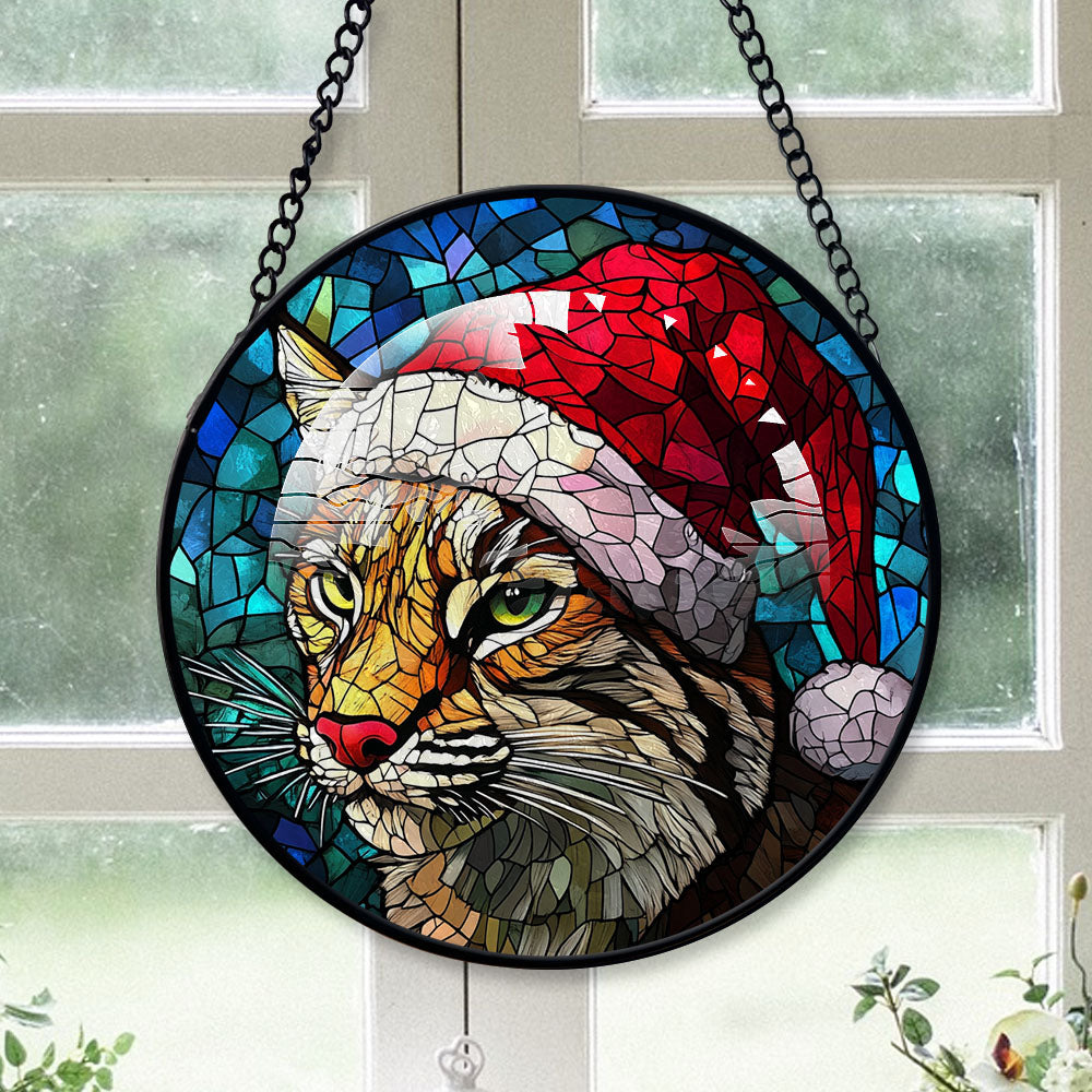 Bobcat Ornament Christmas 2025, Bobcat Stained Glass Window Panel ...