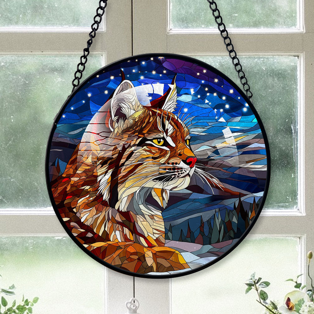 Bobcat Ornament Christmas 2025, Bobcat Stained Glass Window Panel ...
